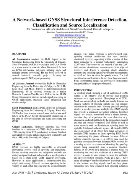 A Network Based Gnss Structural Interference Detection Classification And Source Localization