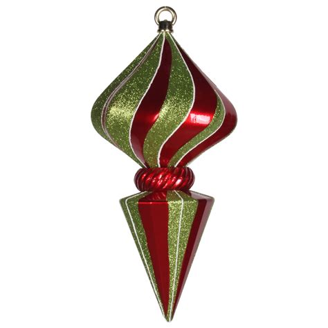 Vickerman 12 Striped Shiny Diamond Finial Christmas Ornament With