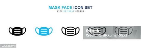 마스크 얼굴 아이콘 그래픽은 검은 색과 파란색으로 설정됩니다 0명에 대한 스톡 벡터 아트 및 기타 이미지 0명 N95 페이스 마스크 건강관리와 의술 Istock