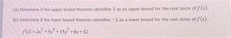 Solved A ﻿determine If The Upper Bound Theorem Identifies