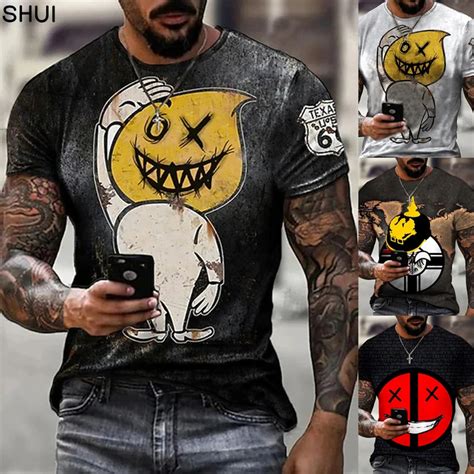 Short Sleeved Tops 90s Men T Shirt Shirts 3d Print Graphic T Shirts