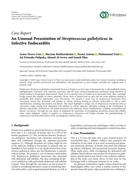 Pdf An Unusual Presentation Of Streptococcus Gallolyticus In Infective Endocarditis