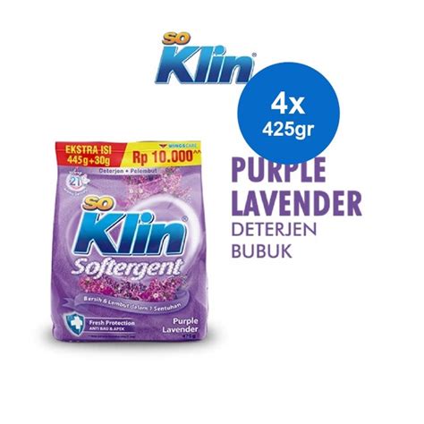 Jual So Klin Deterjen Bubuk Softergent Bag Lavender Lily 425 Gr X 4