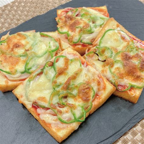 もっちり！ 厚揚げピザ 簡単ケーエスレシピ │ べに花油揚げ・厚揚げのケーエスフーズ株式会社