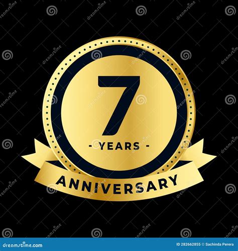 Seven Years Anniversary Celebration Gold And Black Isolated Vector Stock Vector Illustration