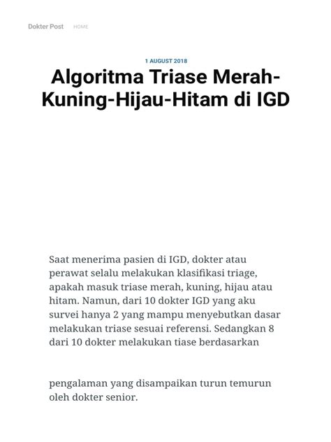 Algoritma Triase Merah Kuning Hijau Hitam Di Igd Pdf