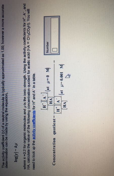 Solved The Activity Coefficient Gamma Of A Neutral