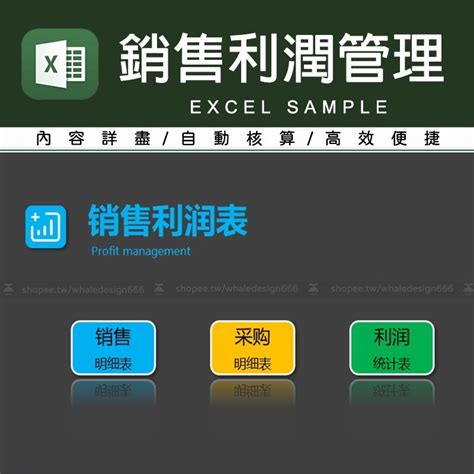 「excel表格模板」 電商銷售利潤管理系統表 軟件開發銷售采購明細利潤統計模板 蝦皮購物