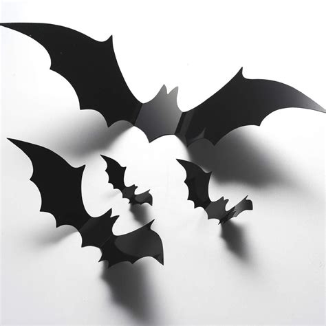 Carevas Pcs Bats Wall Decor Realistic Pvc D Black Scary Bat Wall