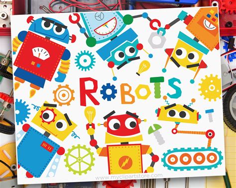 Cute Robots Clipart Robot Svg Robotics Clipart Stem Etsy