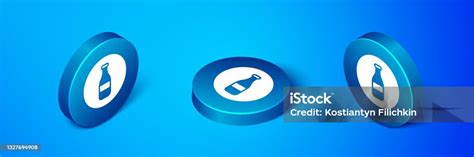 파란색 배경에 격리된 등색 보틀 아이콘입니다 파란색 원 버튼입니다 벡터 0명에 대한 스톡 벡터 아트 및 기타 이미지 0명 3차원 형태 공란 Istock