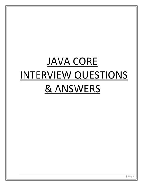 Java Interview Questions 1 JAVA CORE INTERVIEW QUESTIONS ANSWERS
