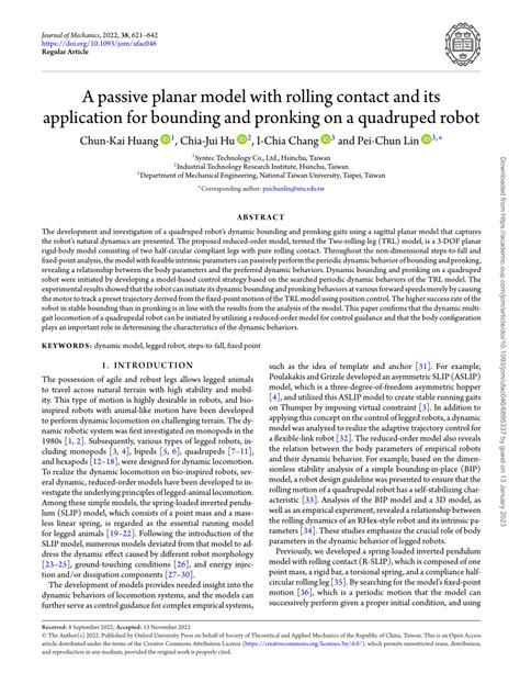 Pdf A Passive Planar Model With Rolling Contact And Its Application