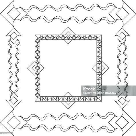 Vector Frame With Angular Pattern And Chain Stock Illustration