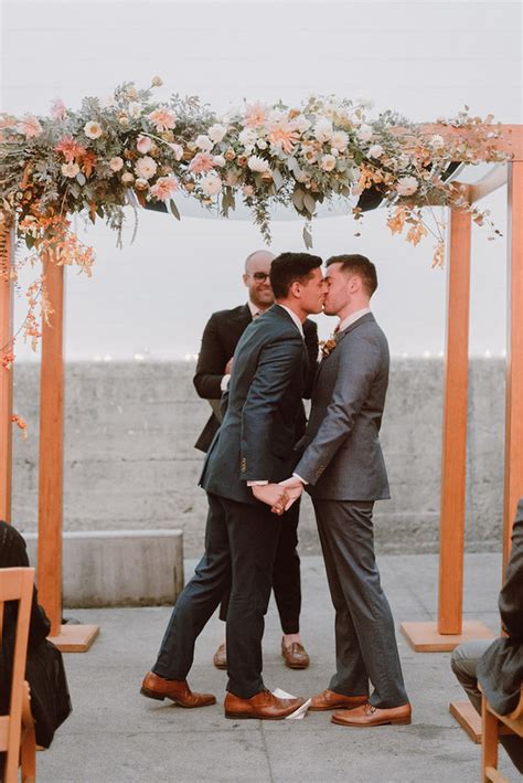 Modern Same Sex Wedding At Foreign Cinema In San Franciscomodern Same Sex Wedding At Foreign