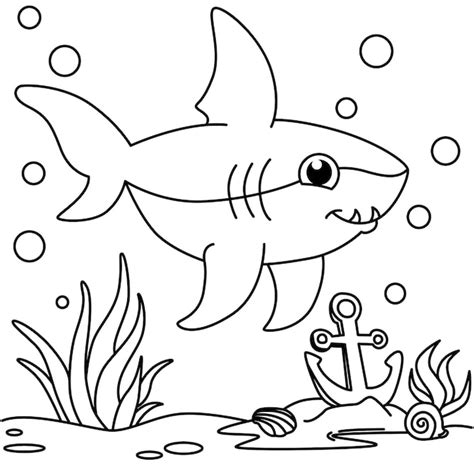 Divertidos Personajes De Dibujos Animados De Tiburones Ilustración