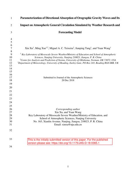 Pdf Parameterization Of Directional Absorption Of Orographic Gravity