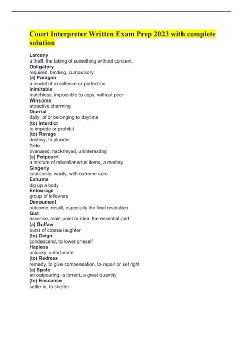 Court Interpreter Written Exam Prep 2023 With Complete Solution Court Interpreter Stuvia Us