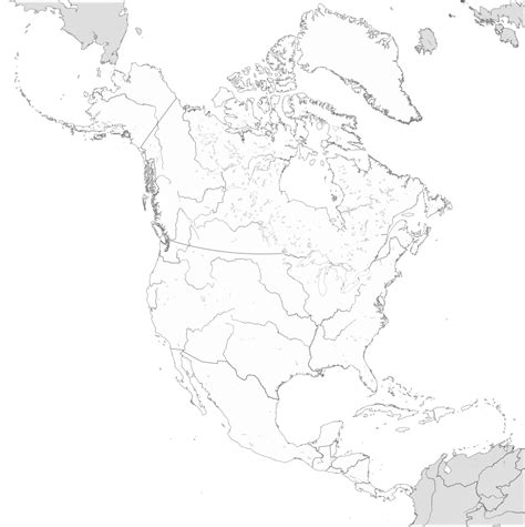 Mapa de América del Norte Norteamérica Político Físico Mudo