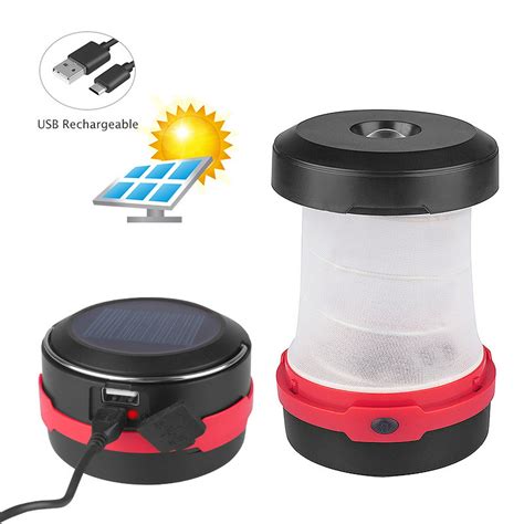 Linterna De Camping Led Recargable Alimentada Por Usb Y Energía Solar
