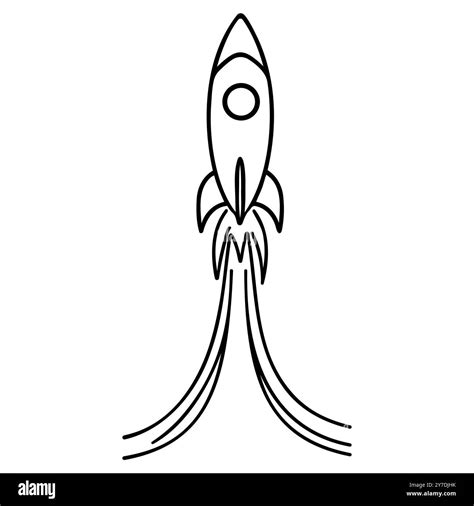 Hand Drawn One Line Vector One Continuous Line Drawing Of Simple Retro Spacecraft Flying Up To