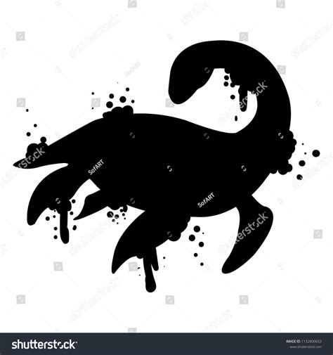 Loch Nessie Silhouette On White Backgroung Stock Vector Royalty Free