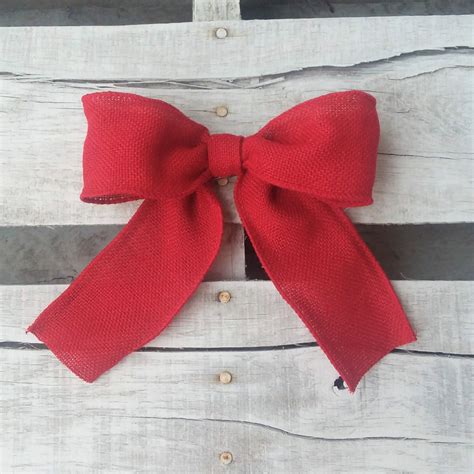Red Burlap Bow Christmas And Holiday Rustic Wreath Etsy