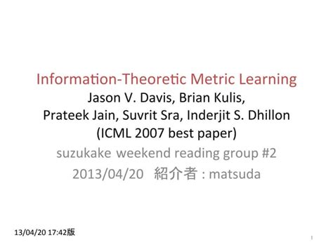 Information Theoretic Metric Learning Ppt
