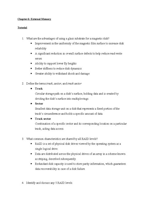 Chapter 6 Tutorial Chapter 6 External Memory Tutorial 1 What Are The Advantages Of Using A