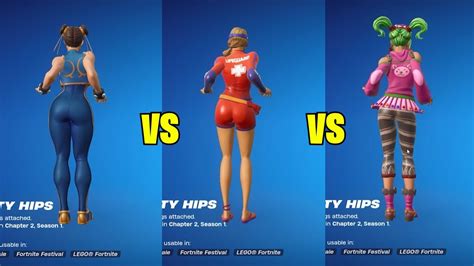 Chun Li Vs Sun Strider Vs Zoey Doing Party Hips Emote Youtube