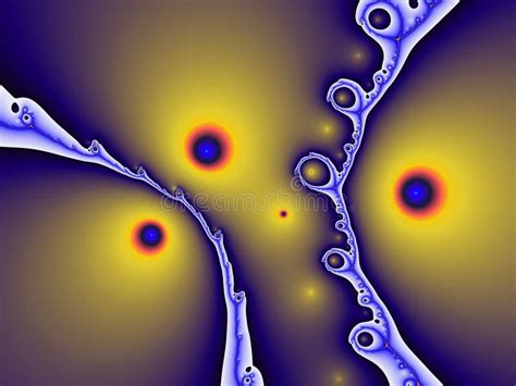 Blue Yellow Icy Fractal Stars Lines Abstract Texture Graphics Stock Illustration