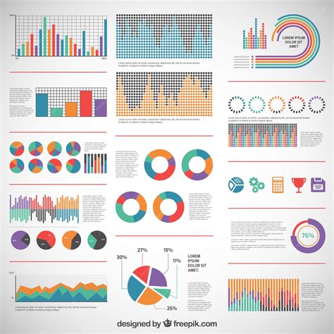 인포 그래픽을위한 다채로운 다이어그램 무료 벡터