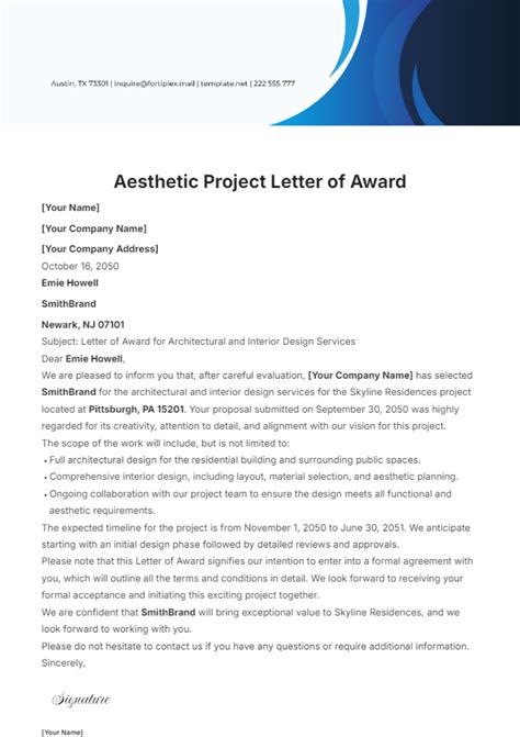 Free Rfp Award Letter Template To Edit Online
