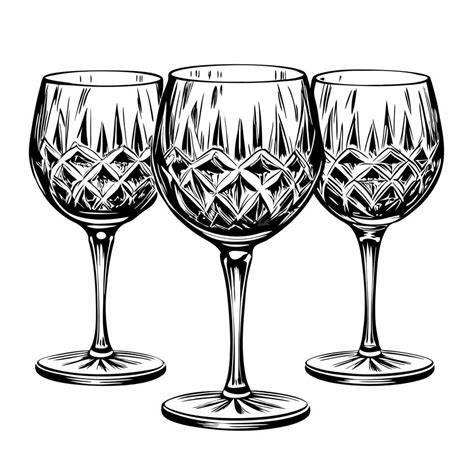 Elegant Vintage Crystal Glassware Illustration Classic Stemware Design
