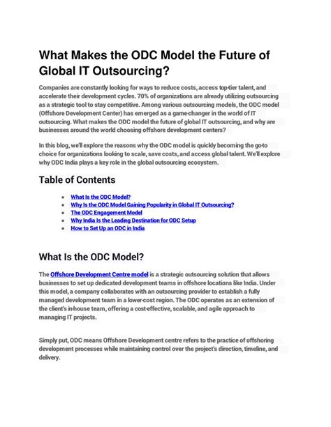 Ppt What Makes The Odc Model The Future Of Global It Outsourcing Powerpoint Presentation Id