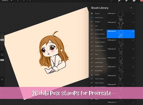 26 Chibi Stamps Procreate Chibi Poses Procreate Procreate Anime