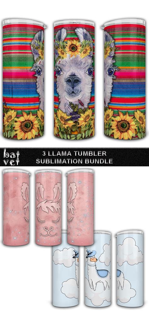 Llama Tumbler Wrap Bundle Llama Png Tumbler Sublimation