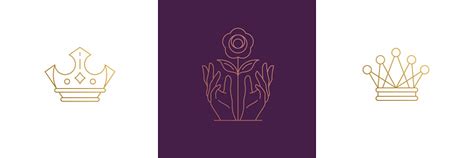 벡터 라인 우아한 장식 디자인 요소 세트 크라운과 여성 제스처 손 일러스트 최소한의 선형 스타일 아르데코에 대한 스톡 벡터 아트