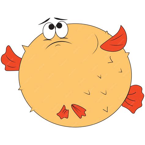 Dibujos Animados De Un Pez Con Una Cara Triste Vector Premium