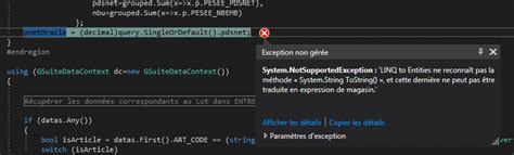C Linq To Entities Query Result To A Decimal Variable Stack Overflow