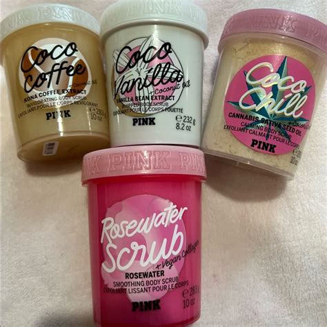 Pink Set Of 4 Body Scrubs Body Scrub Coffee Body Scrub Exfoliating