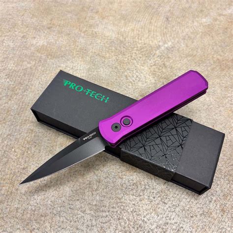 Protech 721 Purple Godson 315 Solid Purple Handles Black Blade Plain