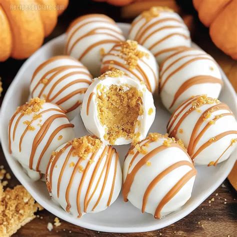 No Bake Pumpkin Cheesecake Balls Fall Dessert With Pumpkin And White