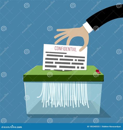 Hand Putting Paper In Shredder Confidential Document Termination Stock