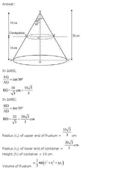 Surface Areas And Volumes Class Mathematics NCERT Solutions