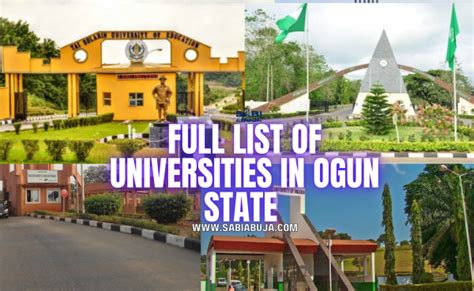 Full List Of Universities In Ogun State Sabiabuja
