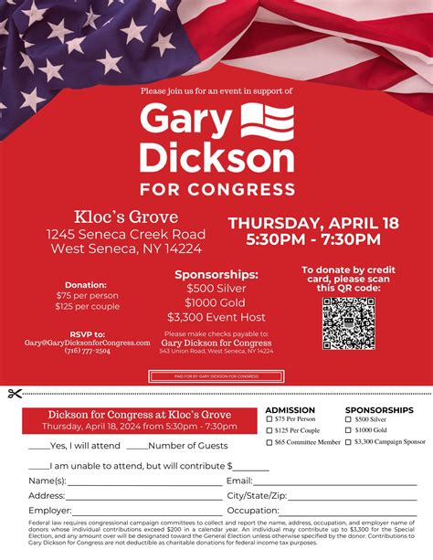 Fundraiser For Gary Dickson For Congress Erie County Republican Committee