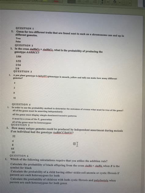 Solved Question 1 Genes For Two Different Traits That Are