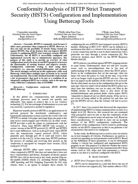 Conformity Analysis Of Strict Transport Security Hsts