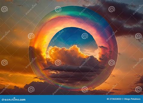 A Large Bubble Floating In The Sky With Clouds In The Background Stock Image
